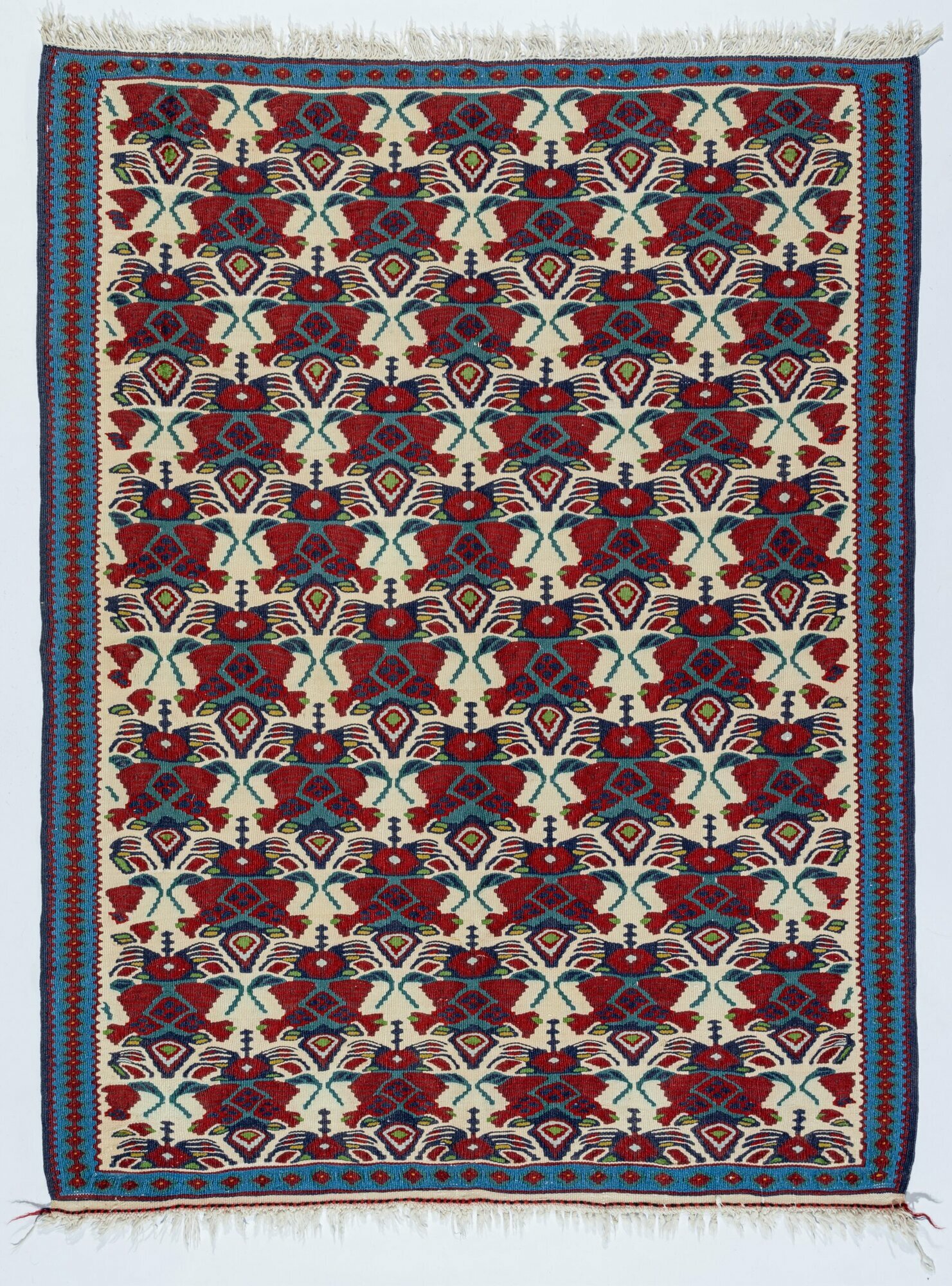 Винтажный Килим Гольфаранг, хлопок, шерсть, ручной работы, 1,34x1,00 м