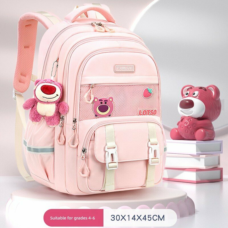 Рюкзак Disney Strawberry Bear для девочек, большой размер, розовый цвет - школьная сумка для начальной школы
