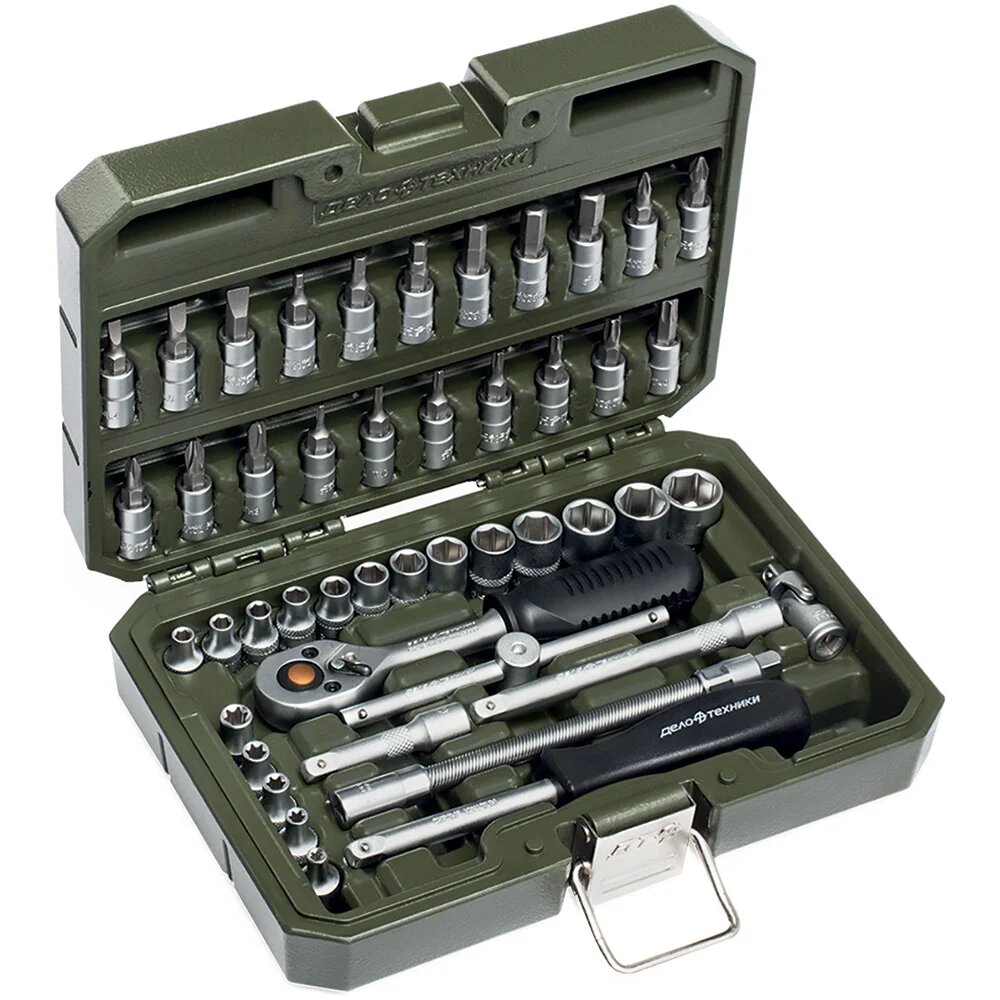 Набор головок Дело Техники и принадлежностей 1/4", 46 предметов 600746, пластик, для ремонта автомобиля