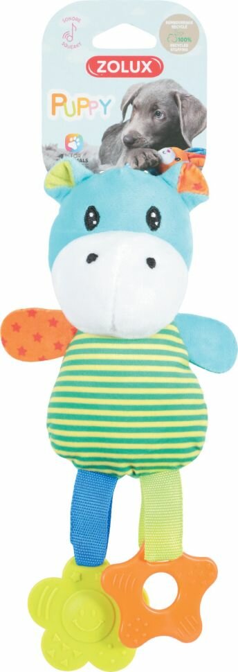 ZOLUX Плюшевая игрушка с пищалкой и элементами EVA Радужный бегемот голубая, 120x65x245 мм, арт. 480164VER