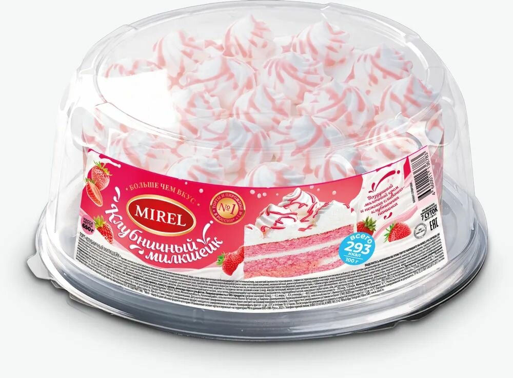 Торт Клубничный милкшейк 650 г, Mirel замороженный