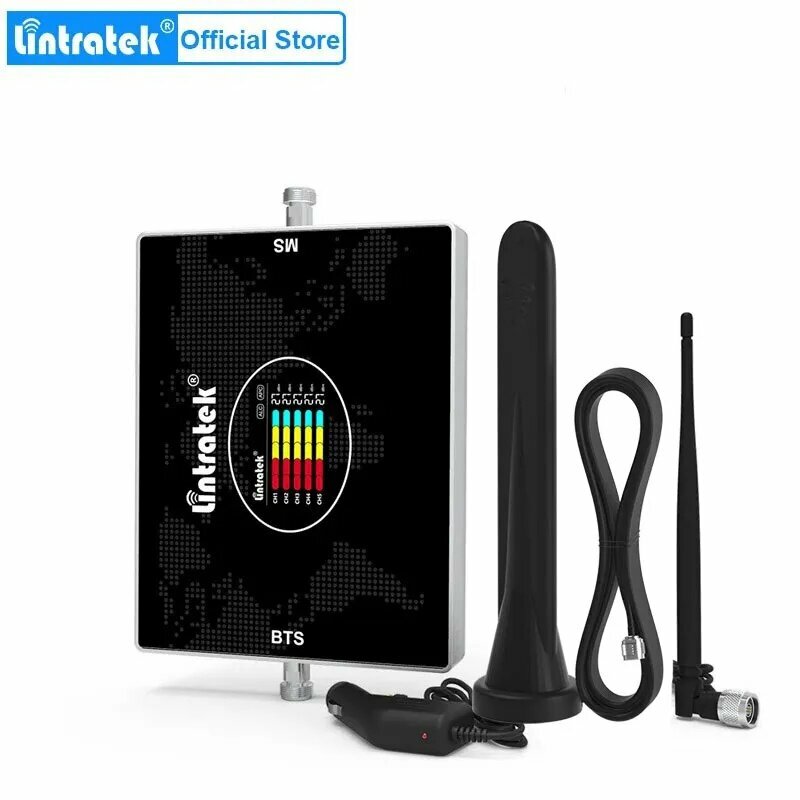 Lintratek 5-полосный Автомобильный усилителей сотовой связи 2G, 3G, 4G 800 900 1800 2100 2600 МГц Комплект