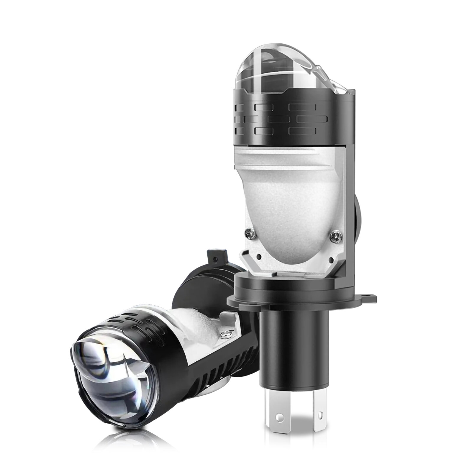2pcs Лампы светодиодные для фар автомобиля H4 IP67 6000K 160W 20000LM Серый+Черный Авиационный алюминиевый сплав 10-32V 6 CSP-LED Крупные чипы Спотлайт 30000H -40℃~85℃