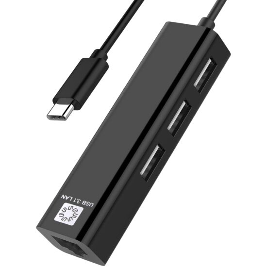 Кабель-адаптер 5BITES USB3.1 / 3*USB2.0 / RJ45 100MB / BLACK (UA3C-45-09BK)