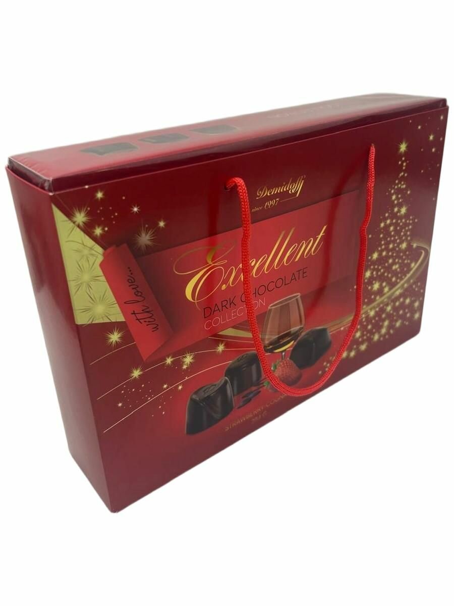 Набор конфет в темном шоколаде "Варенье клубника" с коньяком (сумка) 284гр 1 шт.