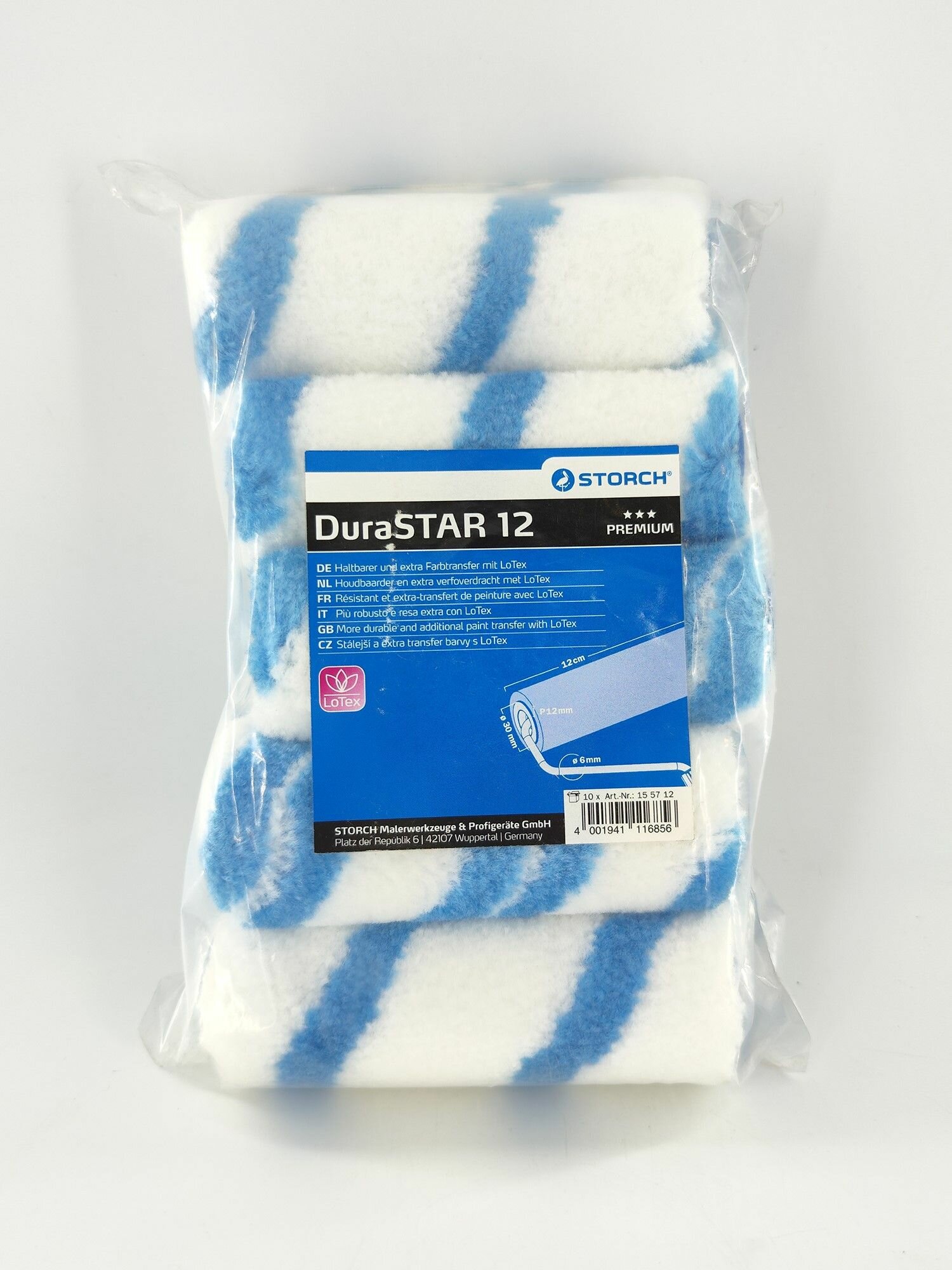 Мини-валик из полиамида Storch Premium DuraStar 12 155712 ворс 12мм (120*30*6мм) упак (10 шт)