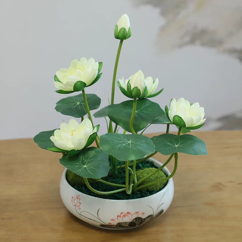 Искусственные украшения в виде лотосов, лотосы, цветочные горшки в форме лотоса, настольные цветочные композиции,