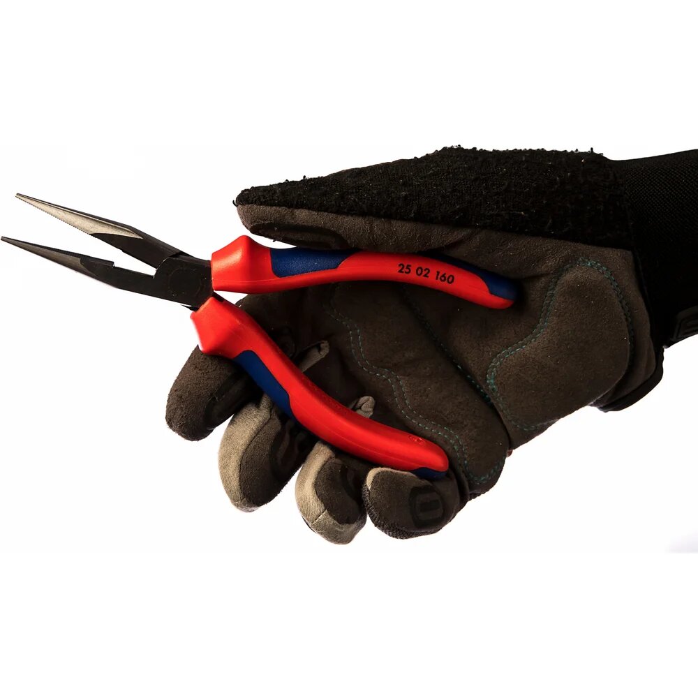 Длинногубцы с резцом KNIPEX KN-2502160 для лучшего удержания из прочной стали, с двухкомпонентными рукоятками — фото 1