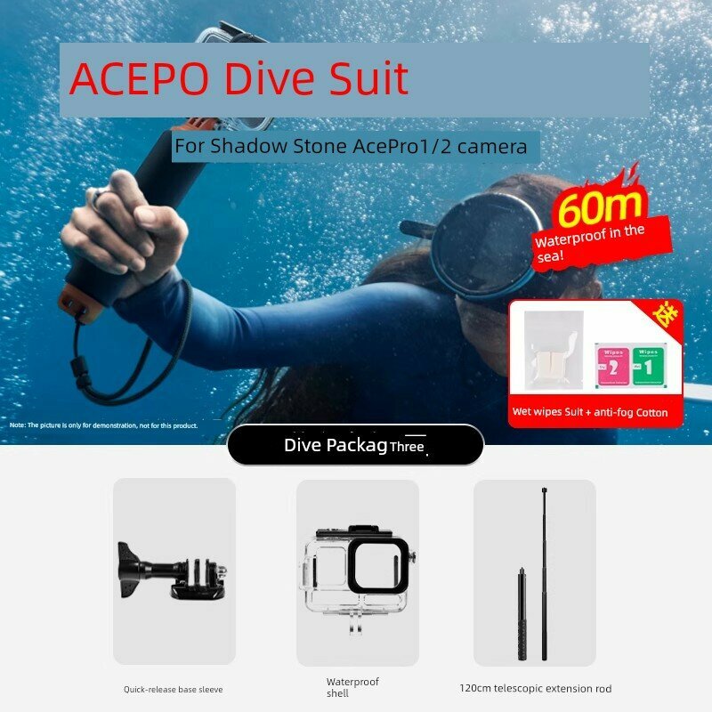 Водонепроницаемый чехол для Insta360 Ace Pro 2 с телескопической штангой 120 см, защита на глубине 60 м для приключений