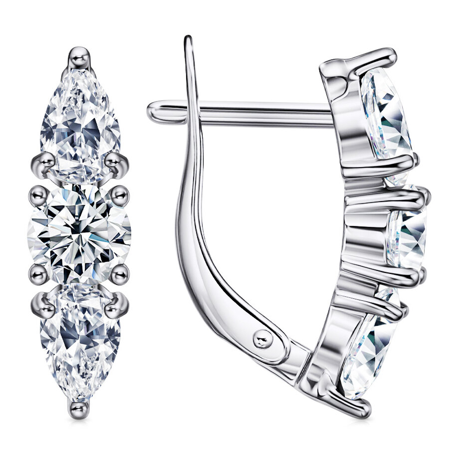 Серьги, серебро, 925 проба, фианит