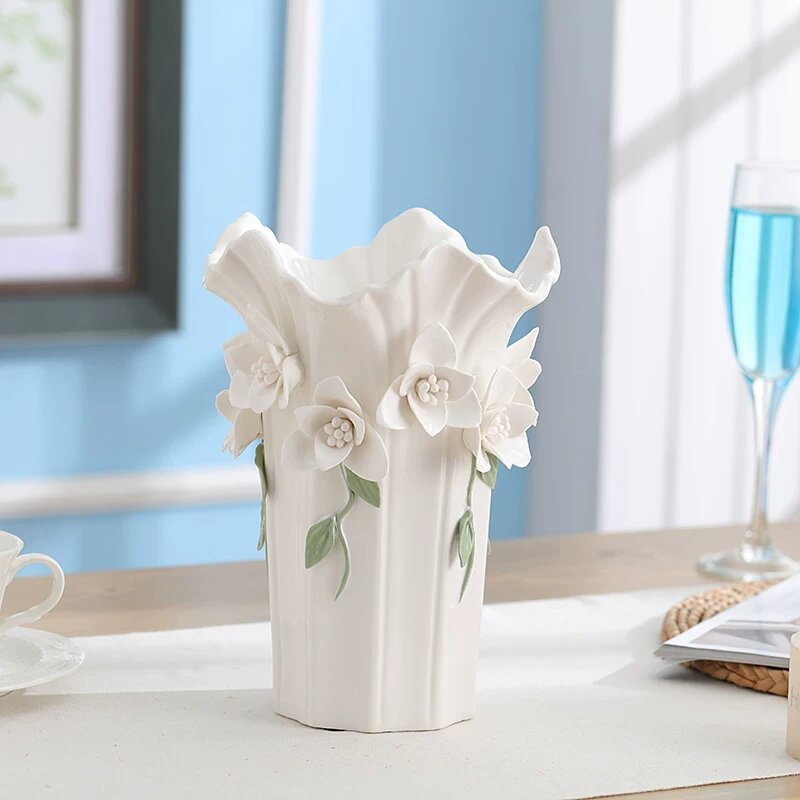 Белые керамические вазы-украшения, современные простые изделия ручной работы, декор для тумбы под телевизор в гостиной,
