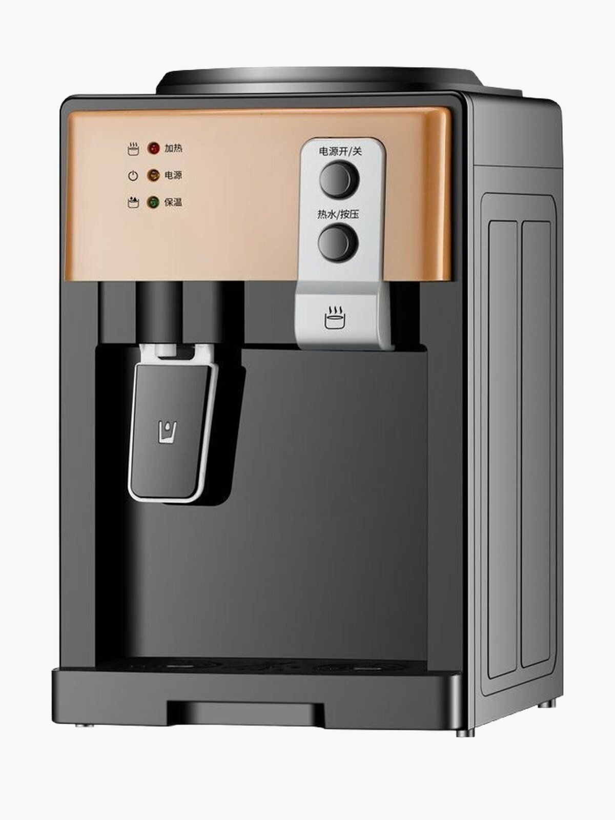 Кулер для воды настольный, куллер для воды с охлаждением электронным и нагревом, черный, черный