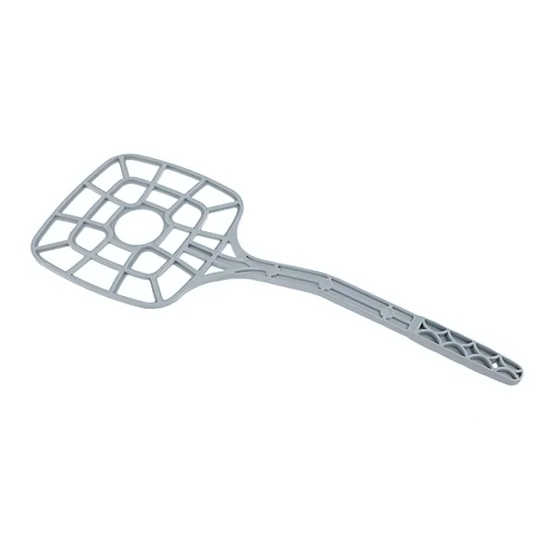 Пылевыбивалка для ковров и мягкой мебели, пластиковая, с длинной ручкой и решетчатой рабочей частью, цвет светло-серый