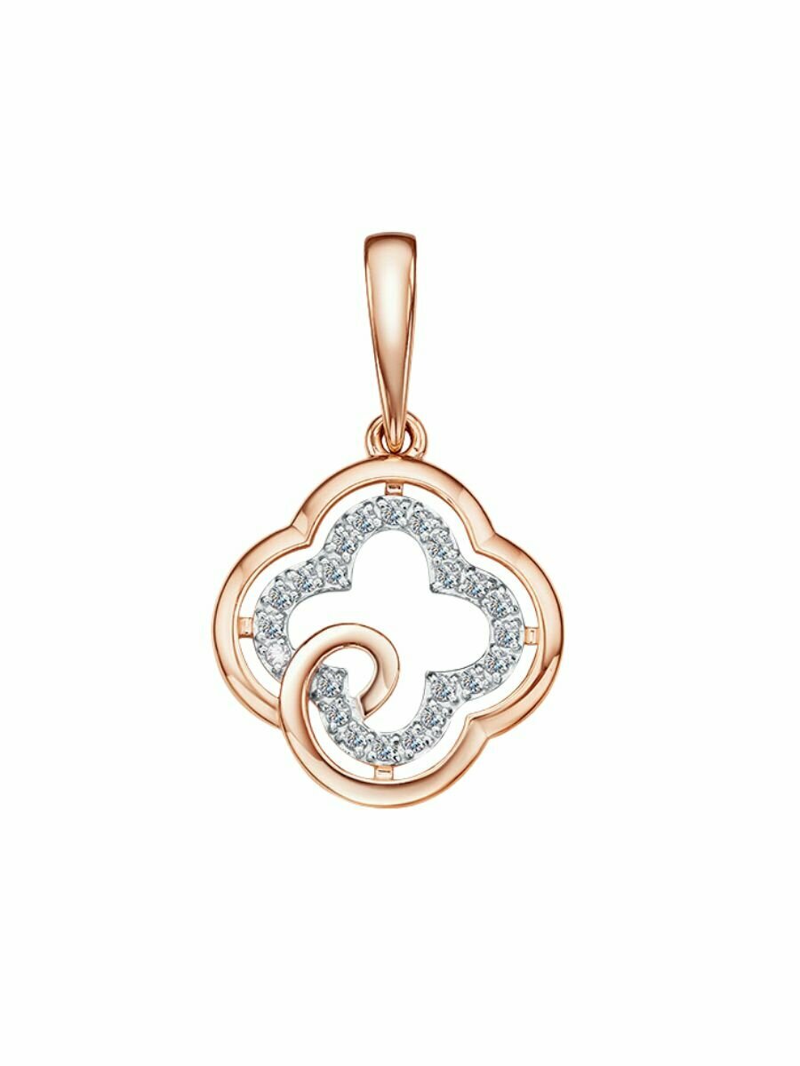 Подвеска, красное золото, 585 проба, родирование, фианит