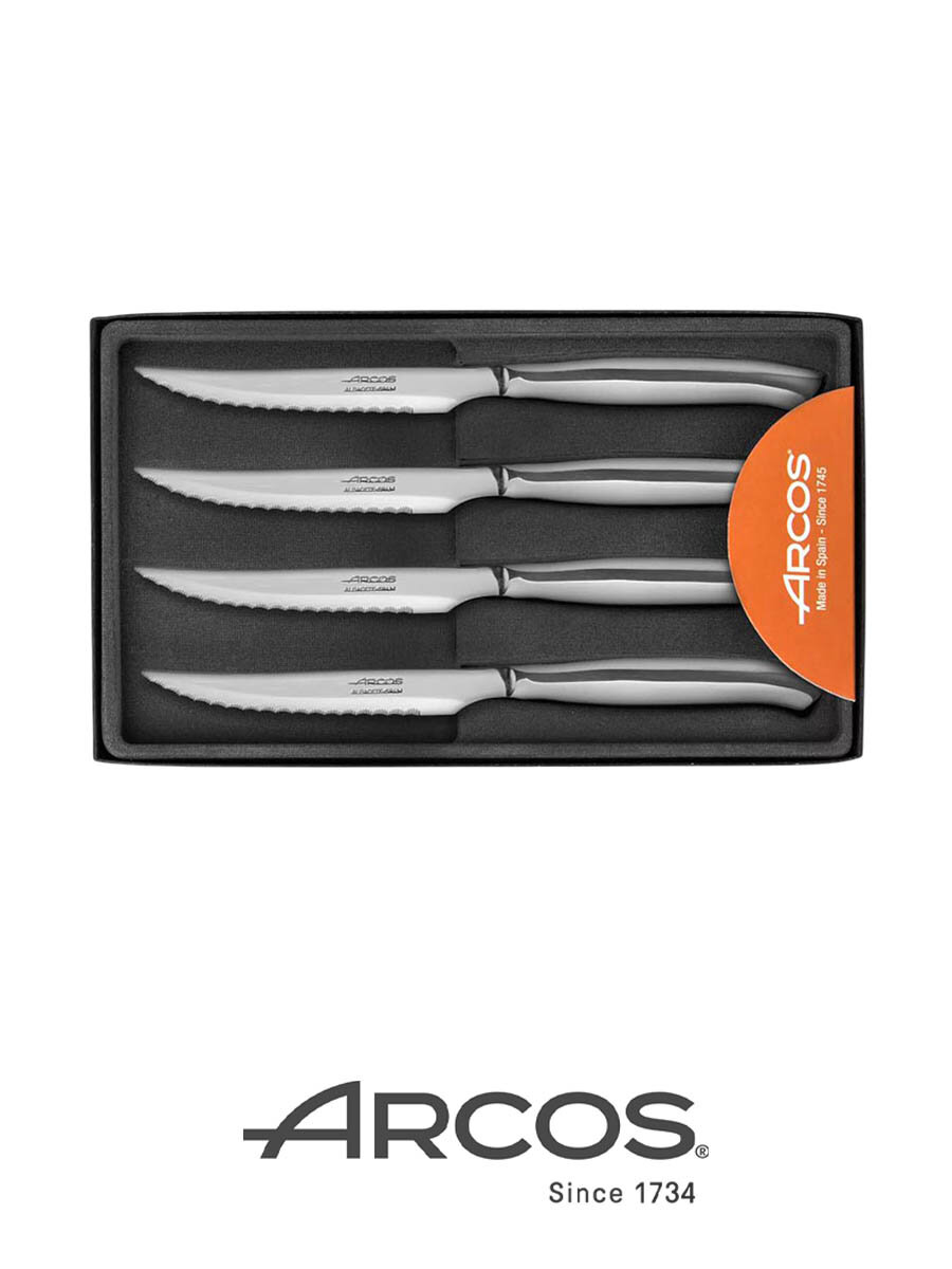Набор столовых ножей для стейка Arcos Steak Knives 4шт, цвет серебристый