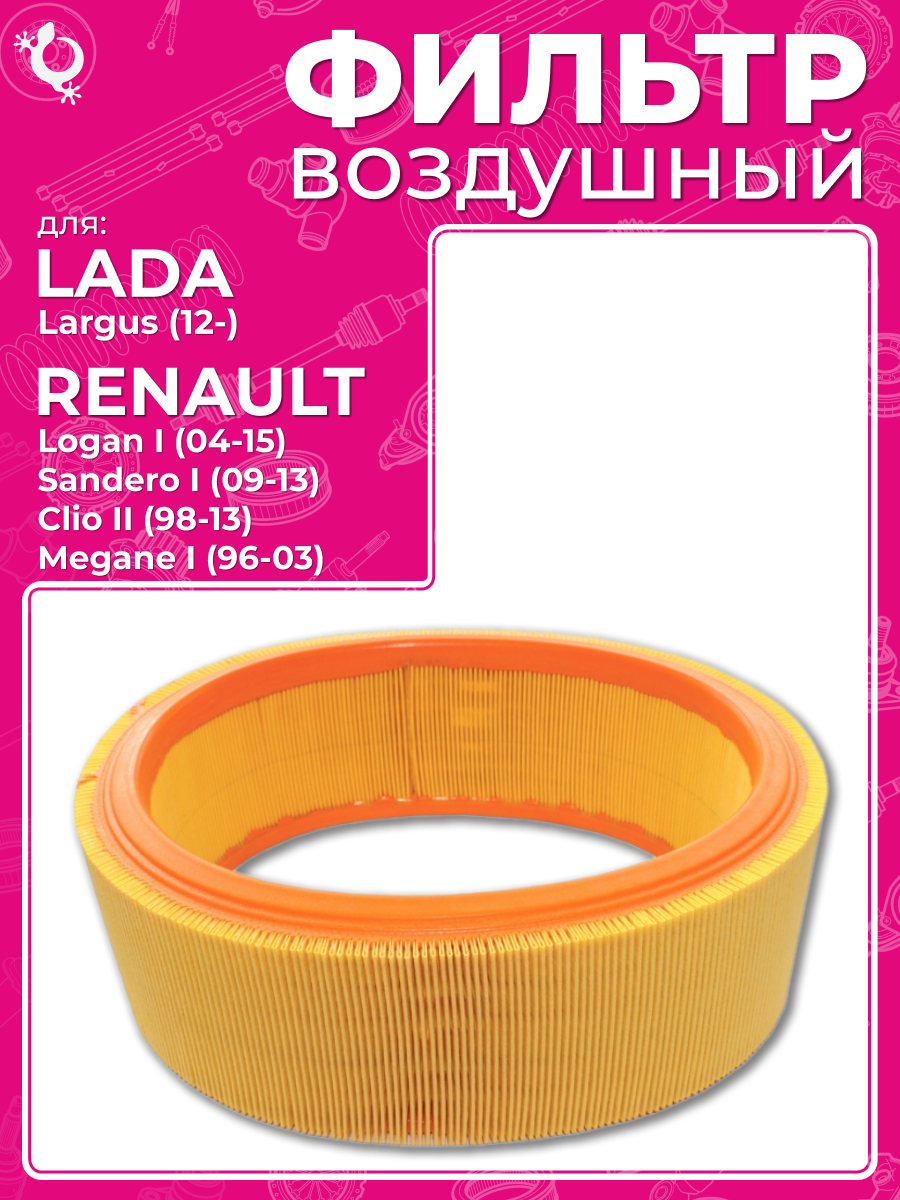 Фильтр Воздушный белмаг для LADA Largus (12-); RENAULT Logan I (04-15), Sandero I (09-13)