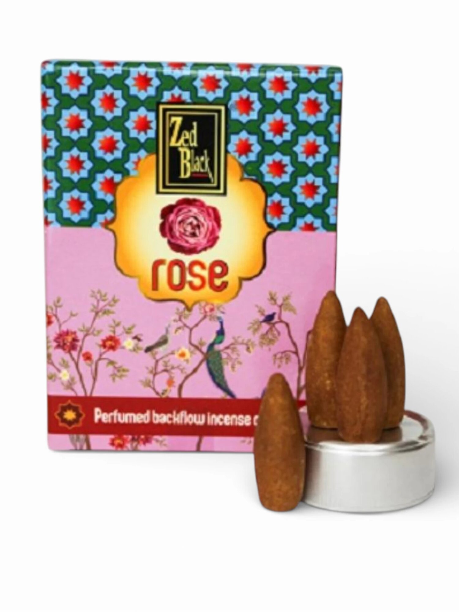 ROSE Perfumed Backflow Incense Cone, Zed Black (роза Ароматизированные благовония пуля стелющийся дым, Зед Блэк), уп. 10 конусов.