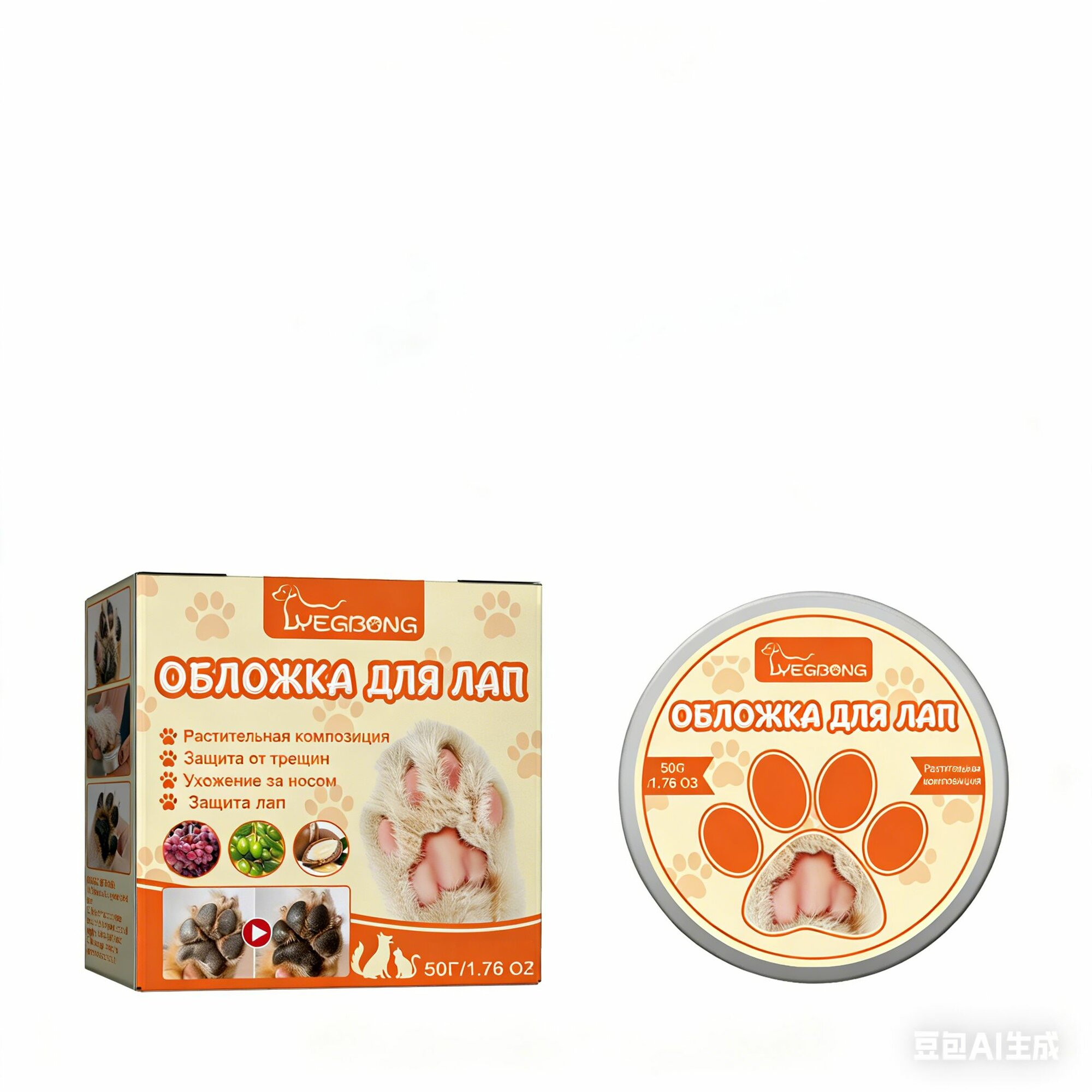 YEGBONG Крем для ухода за лапами питомцев: универсальный для кошек и собак, глубокое увлажнение, уход за потрескавшимися подушечками лап