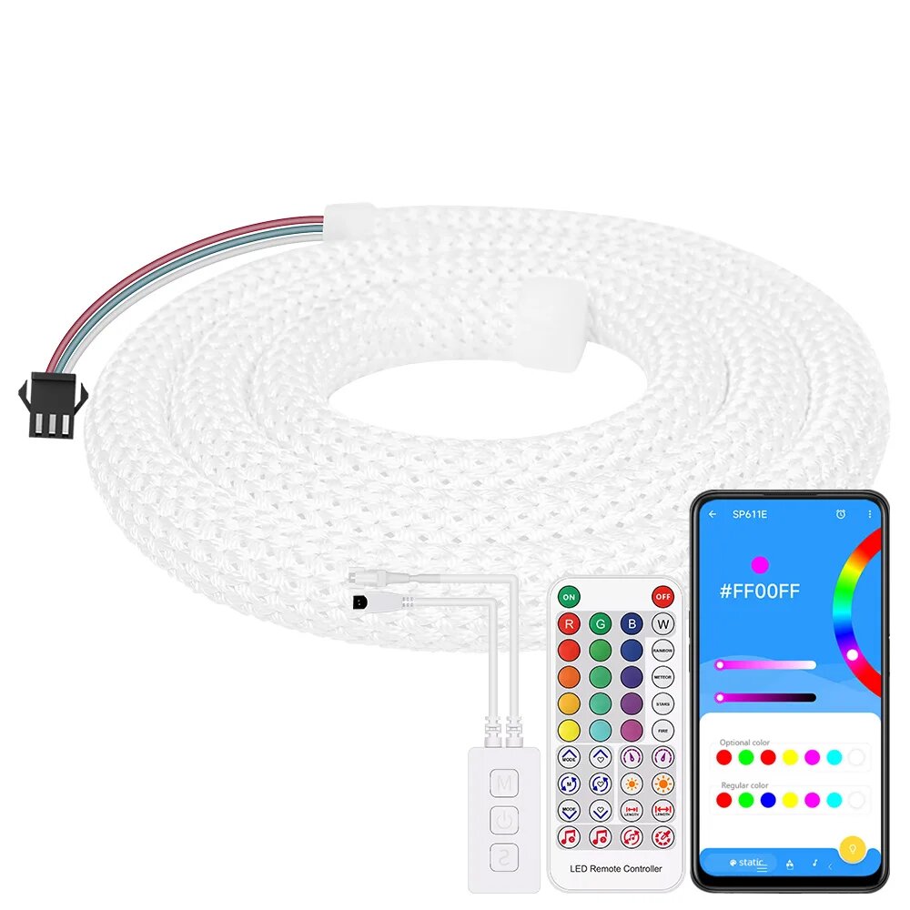 Xnbada Силиконовая RGB светодиодная лента WS2811 15мм SP611EController Kit, 1 м