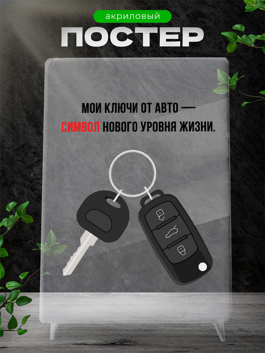 Акриловый постер, открытка на подставке с цветным принтом Карта желаний машина