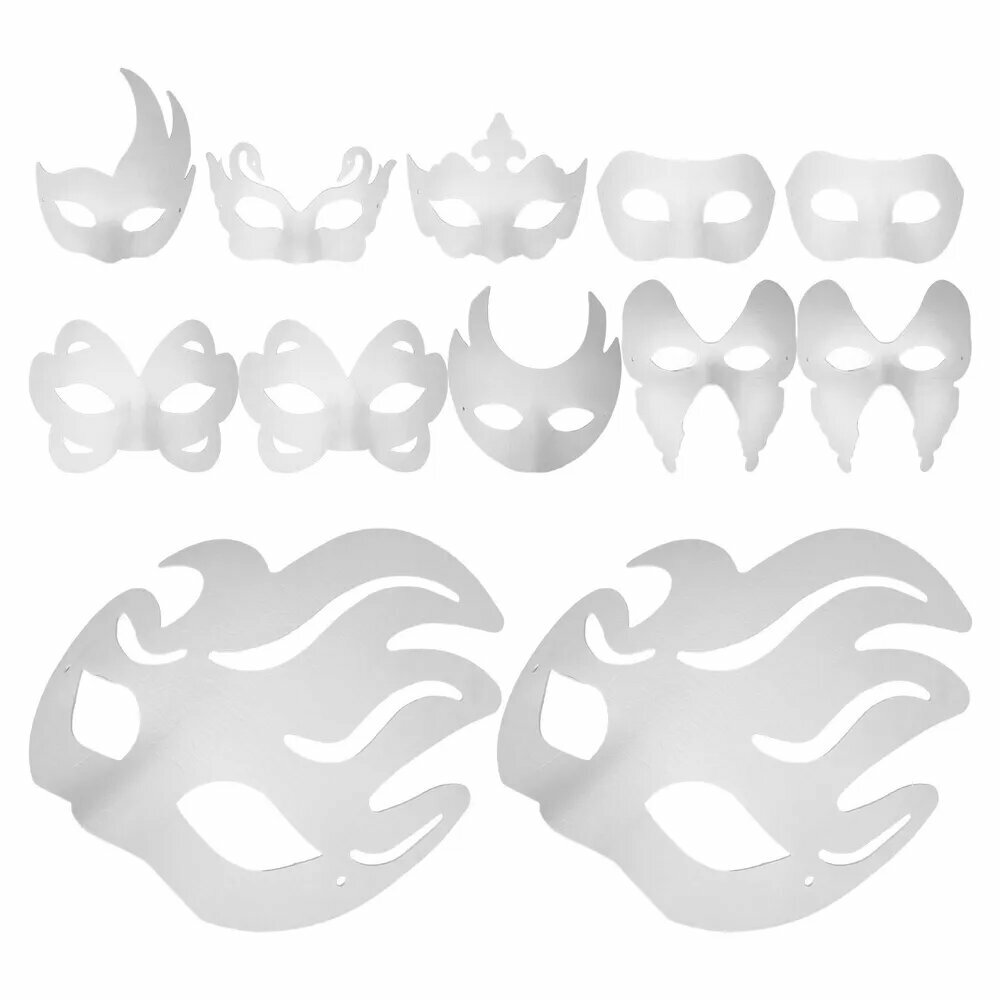 Набор Из 16 Штук Белых Бумажных Масок, Непокрашенные, Круглые, Для Праздников