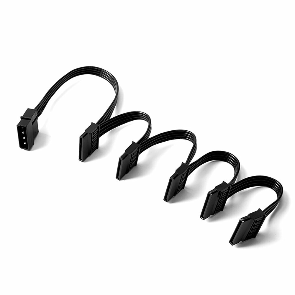 Кабель адаптер для жестких дисков Computer Large 4Pin to 5 , разветвитель 1 to 5, кабель питания жесткого диска, преобразователь, черный, 1 шт.
