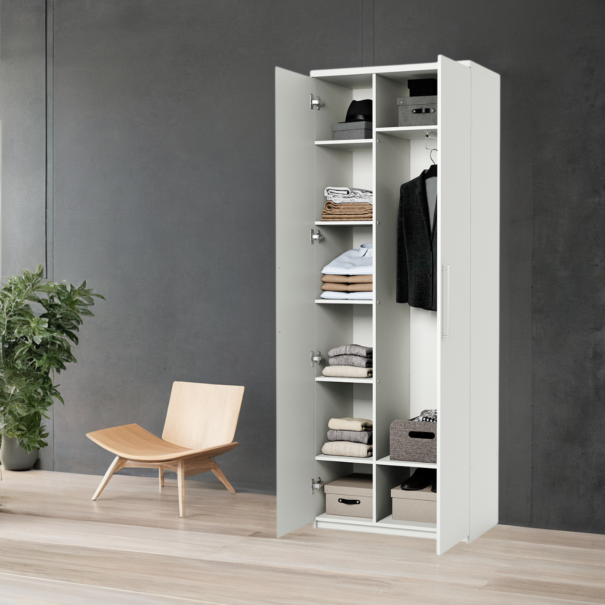 Шкаф комбинированный Ритм МК-22 110х45х220 см, распашной, в прихожую, лдсп Белый текстурный