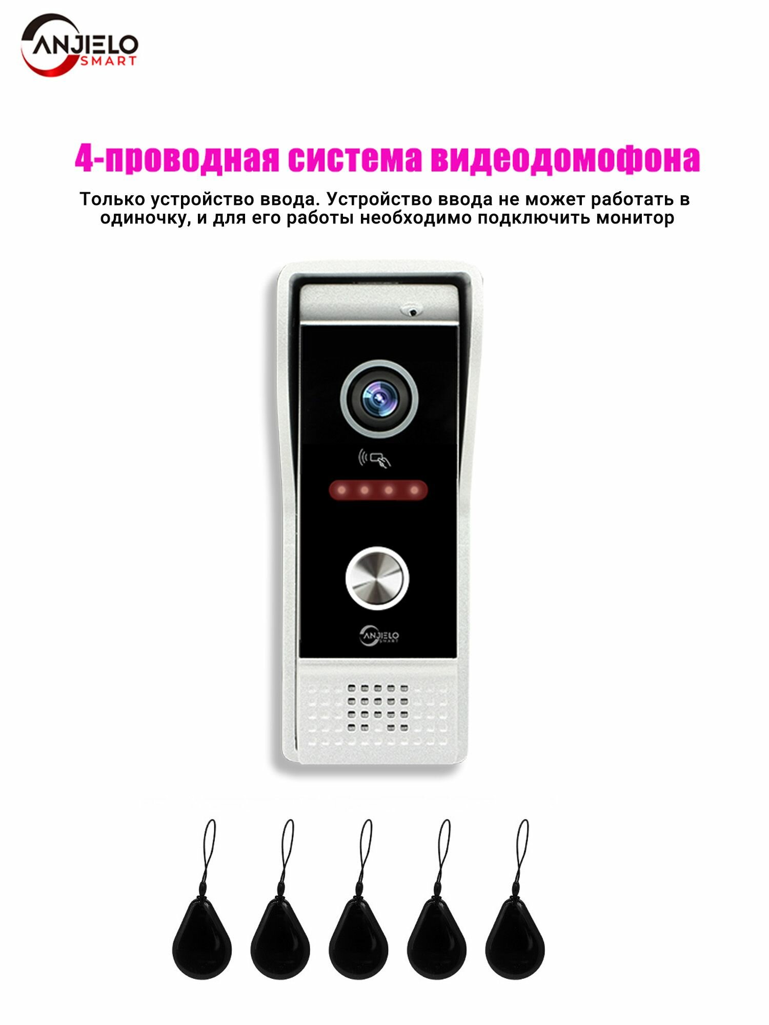 Только вызывная панель-Дверной звонок с разрешением 1080P, Металлический видеодомофон с RFID-картой