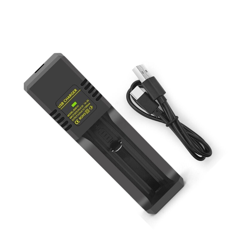 Адаптер Зарядного Устройства с одним Слотом USB Зарядная Коробка Совместимость с Моделями 18650 14500 16340 26650 21700 Черный