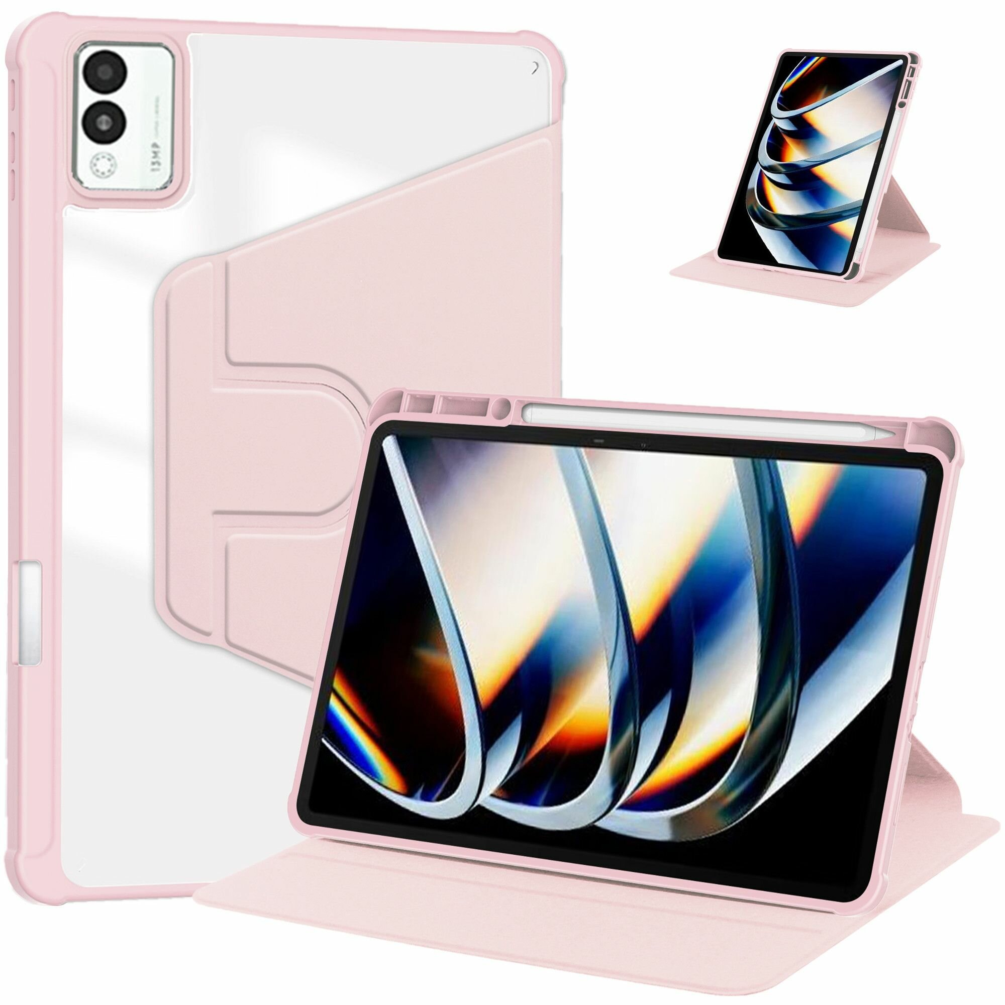 Чехол для Tecno MegaPad 11 /Техно МегаПад 11" , Чехол с отделением для ручки и вращающейся подставкой, искусственная кожа + прозрачный акрил с поворотной подставкой отделение для ручки искусственная кожа прозрачный акрил