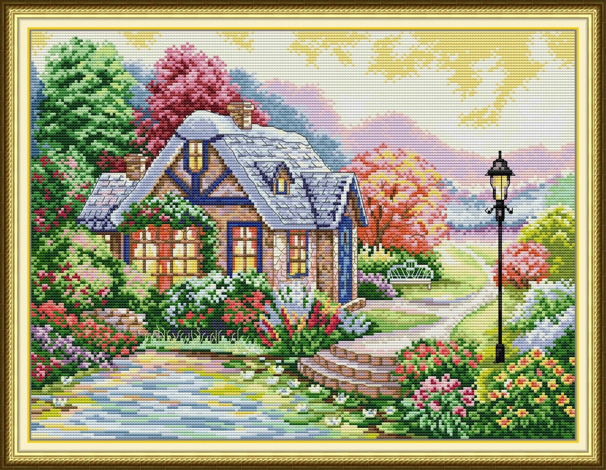 Эксклюзивный набор для вышивки крестом 44x34 см, схема Милый дом на 14CT