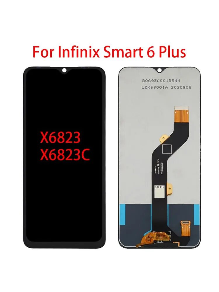 Дисплей на Infinix Smart 6 Plus X6823 в сборе с тачскрином Черны