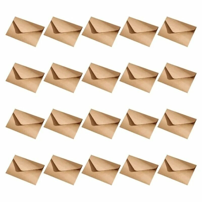 (20 шт) Квадратные мини-конверты в стиле ретро, конверты из свежей крафт-бумаги, маленькие поздравительные открытки, конверты ins-крафтового цвета