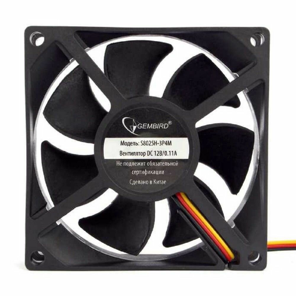 Gembird Вентилятор 80x80x25, гидрод, тихий, 3 pin-4pin Molex, провод 30 см S8025H-3P4M