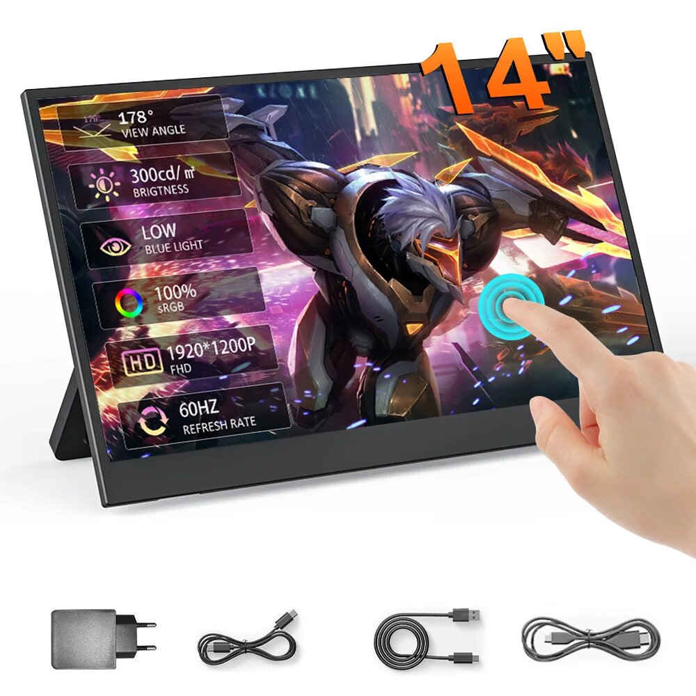 Портативный монитор RATEYUSO 14 дюймов 1200P
