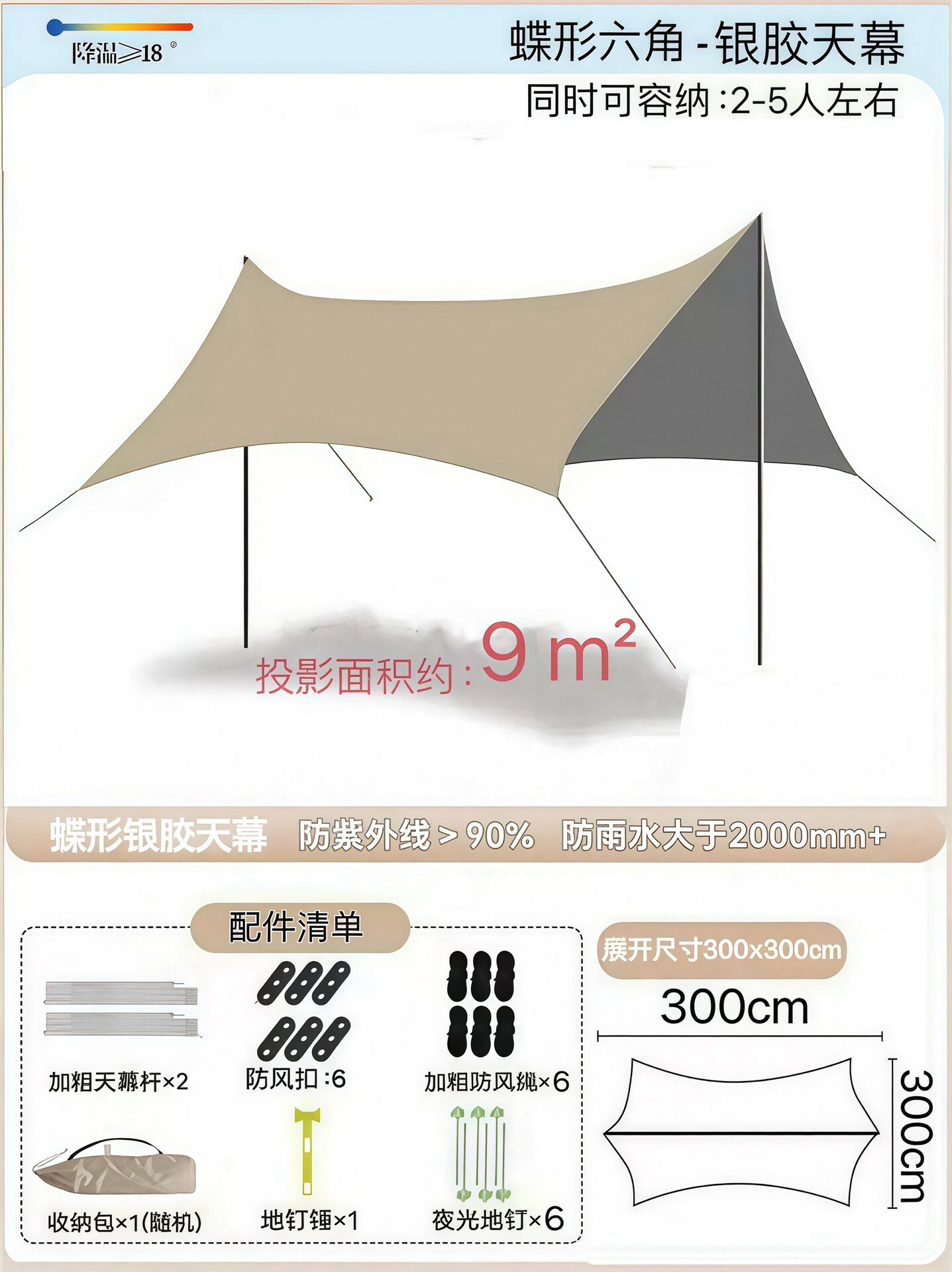 Виниловый большой тент-шатер, водонепроницаемый и солнцезащитный, для кемпинга на открытом воздухе, с большим пространством, восьмиугольный кемпинговый навес.