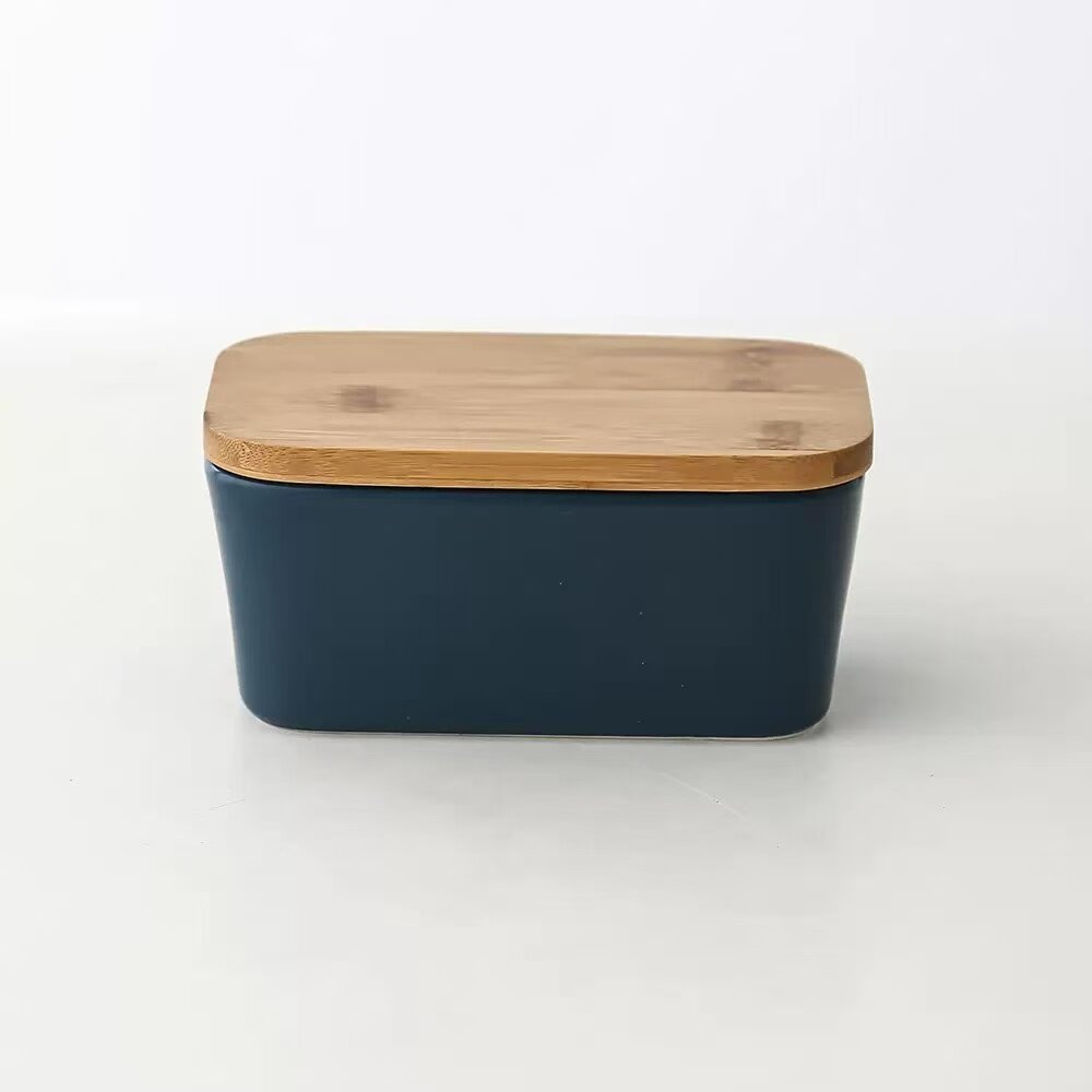 Хлебница, керамика, с крышкой, запечатать, хранение продуктов, 16х10х7.8 см синий