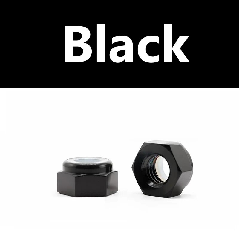 Самоблокирующиеся гайки из титанового сплава TC4/GR5 M4 M5 M6 M8 M10 M12 M8x1.25mm (1pcs), Black