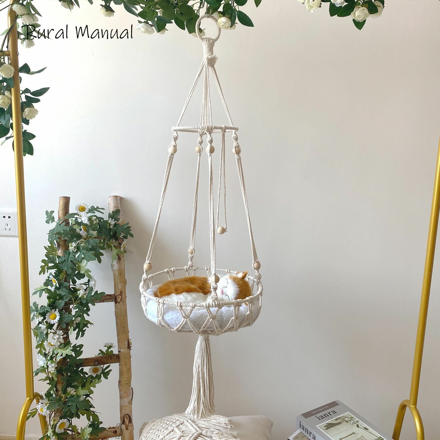 Гамак макраме + подушка для кошек и маленьких собак