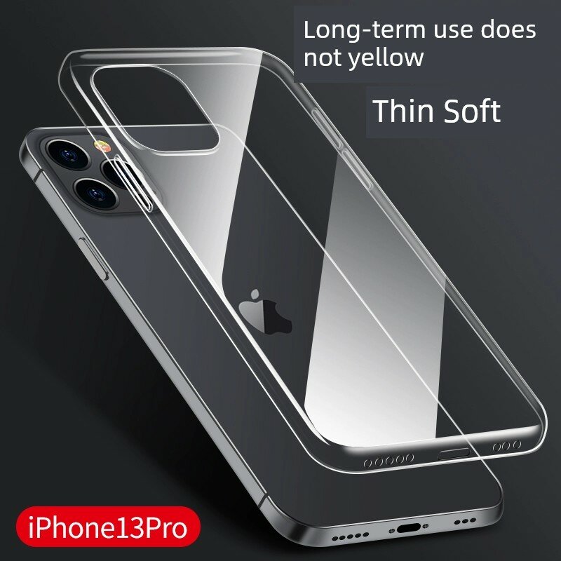 Прозрачный силиконовый чехол с половинным покрытием объектива для iPhone 13 Pro — защитный чехол