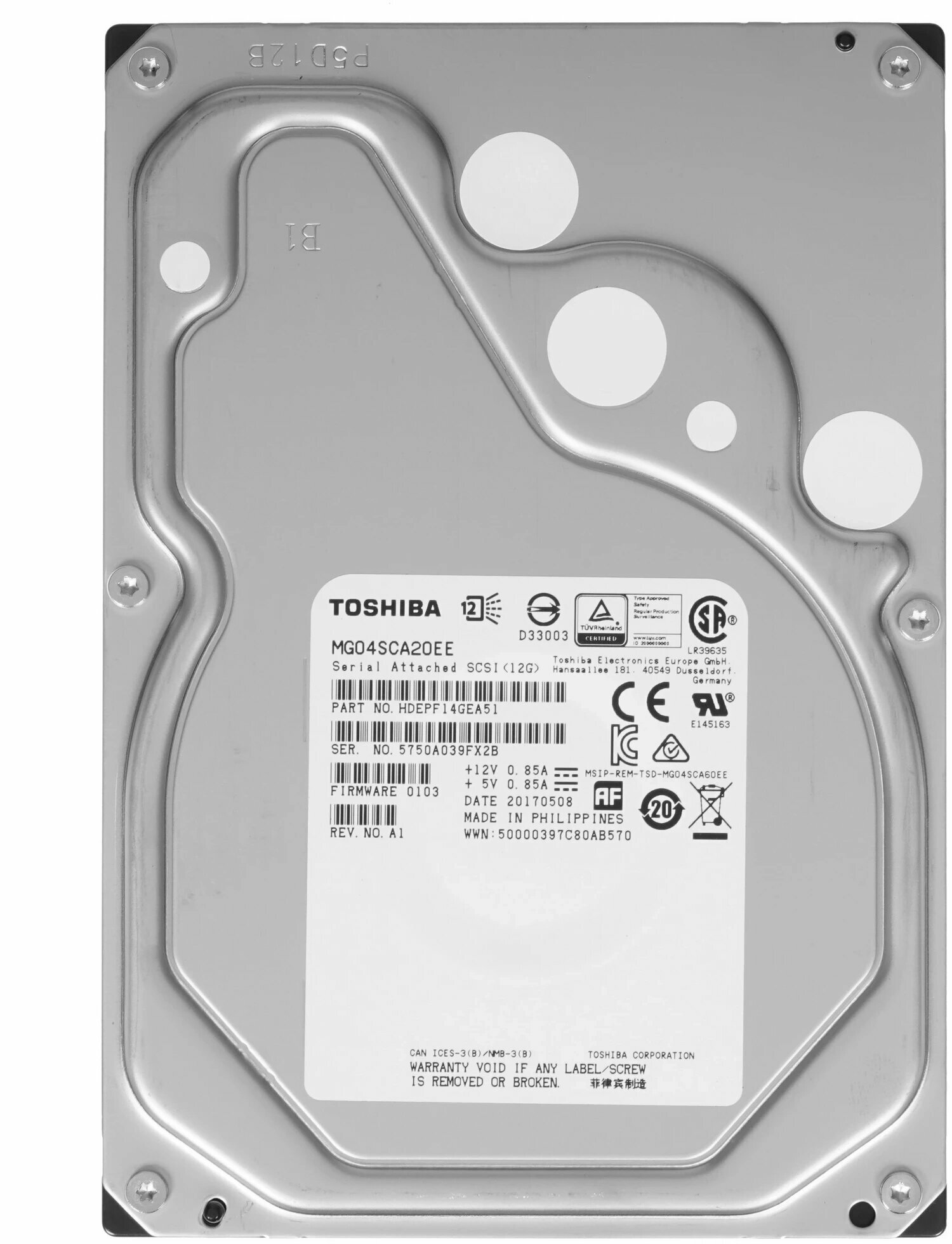 Жесткий диск Toshiba SAS 3.0 2Tb MG04SCA20EE Server Enterprise Capacity (7200rpm) 128Mb 3.5"