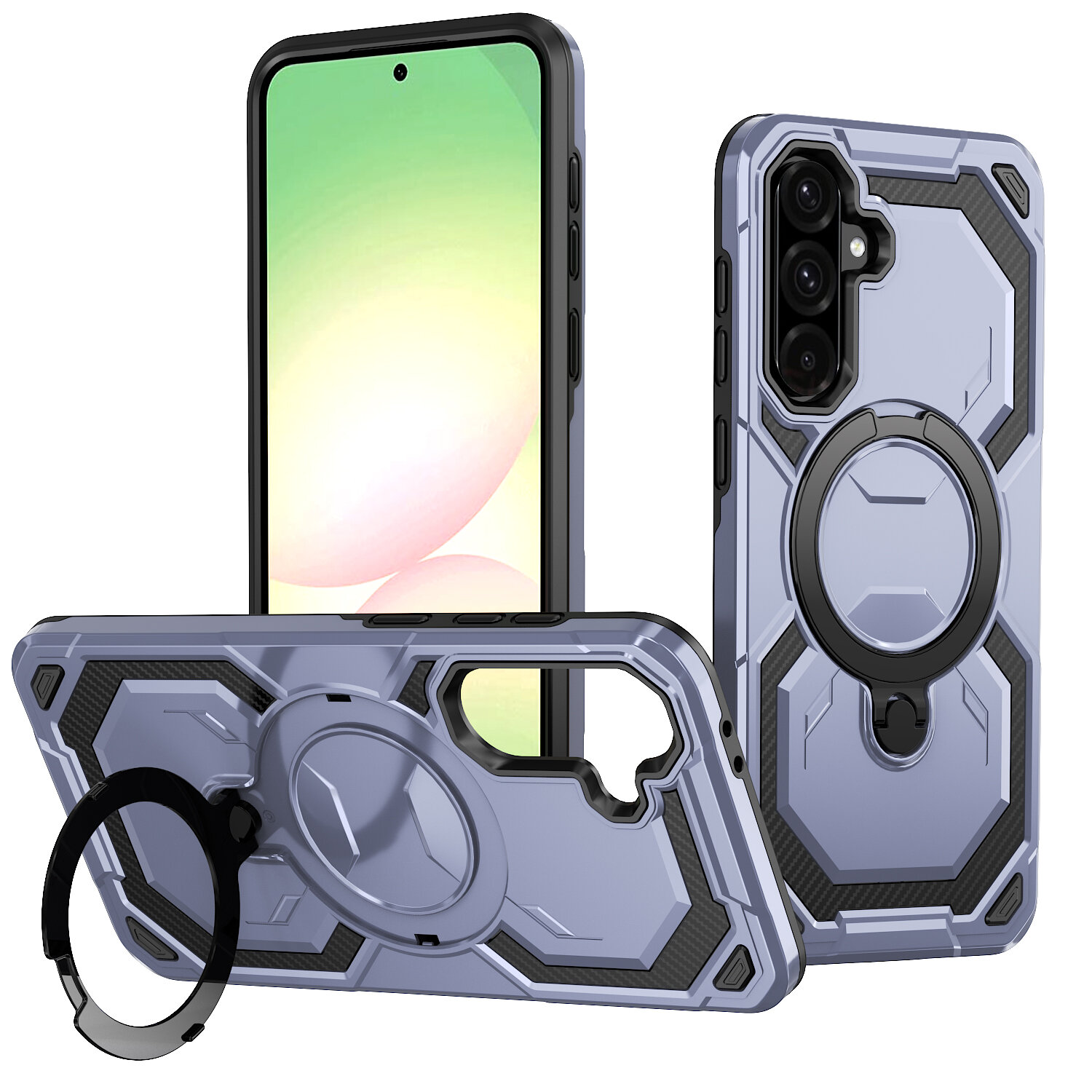 Чехол Для Samsung Galaxy A17 / Самсунг Галакси A16 / Самсунг Галакси F17, soft touch, накладка, поликарбонат (PC), защита камеры, ударопрочный, встроенная подставка, усиленные углы, Samsung,