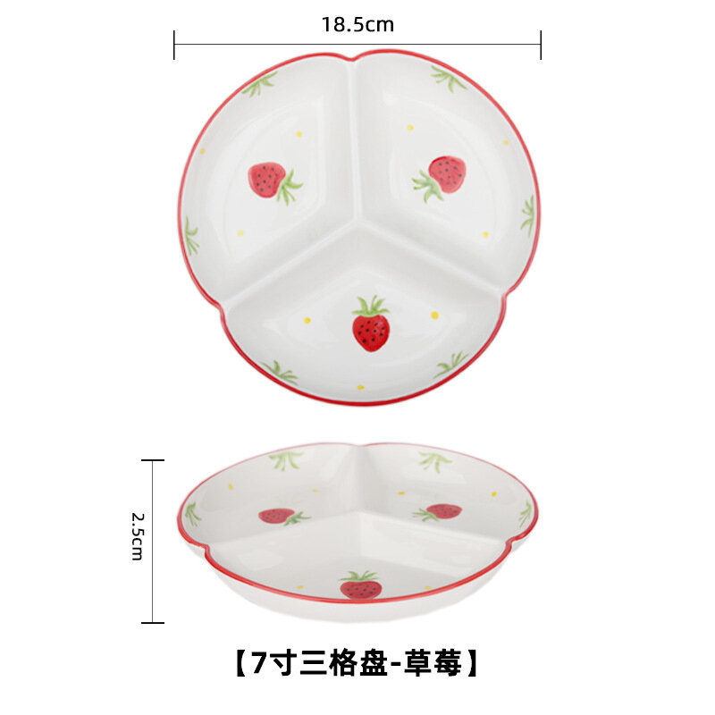 Керамическая тарелка ручной росписи для домашнего использования, креативная тарелка с разделителями, детская тарелка