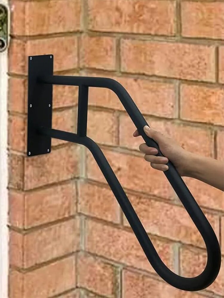 Входные перила металлические, Черный Поручень пристенный для пожилых людей