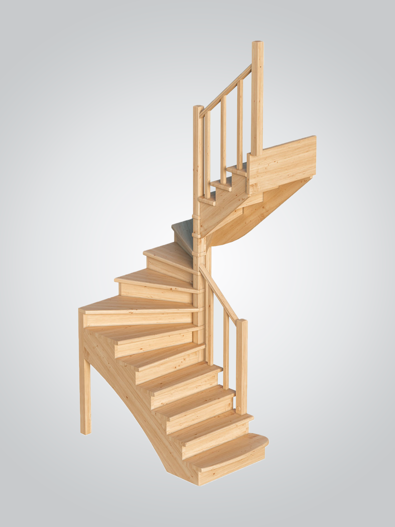 Лестница на второй этаж К-003м/1 Правая с подступенками
