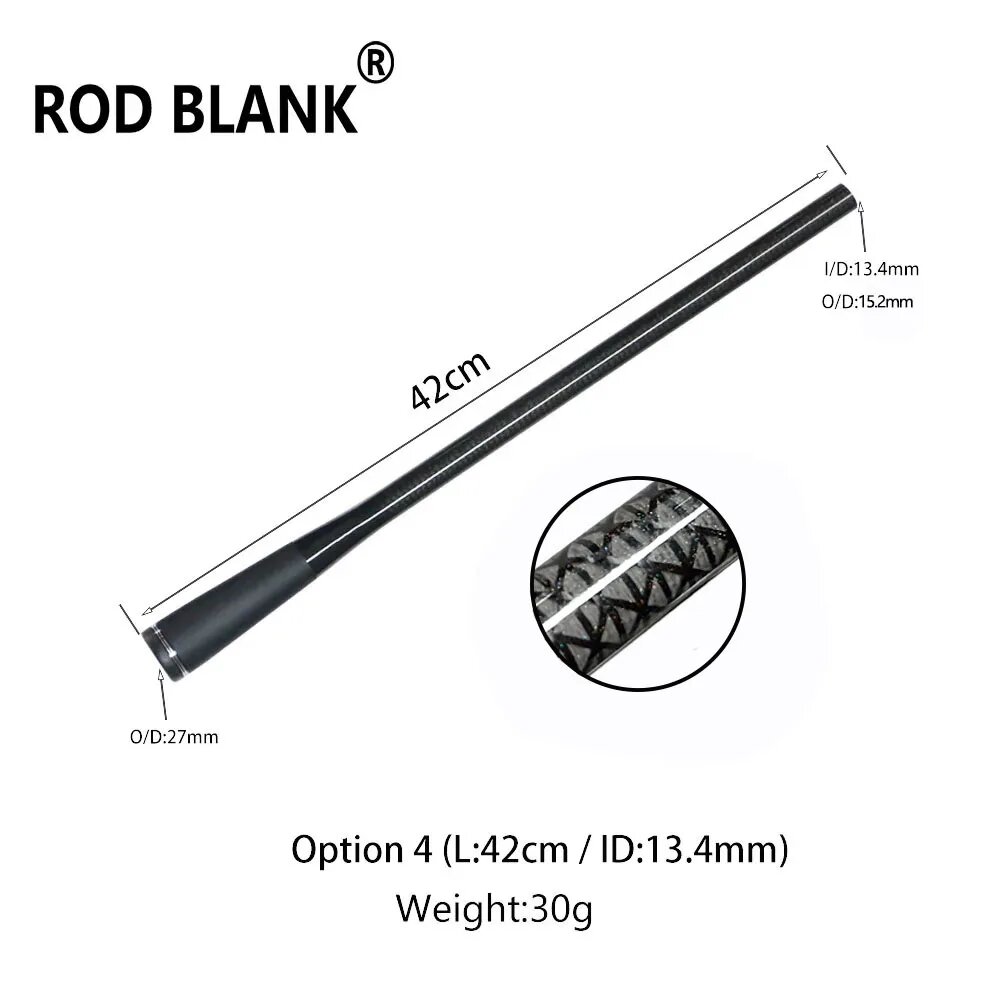 Рукоятка для удочки ROD BLANK, 42см, черная, Option 4 L42 ID13.4