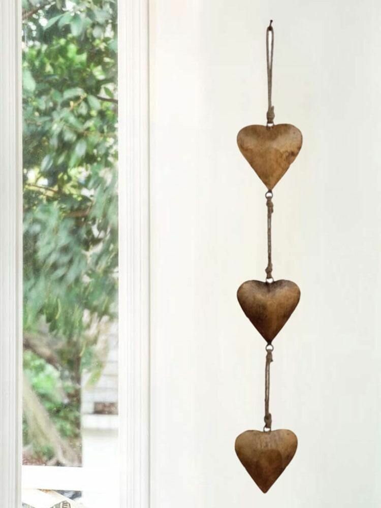 1 шт. винтажное золотое подвесное украшение в виде сердца, настенное искусство в деревенском стиле