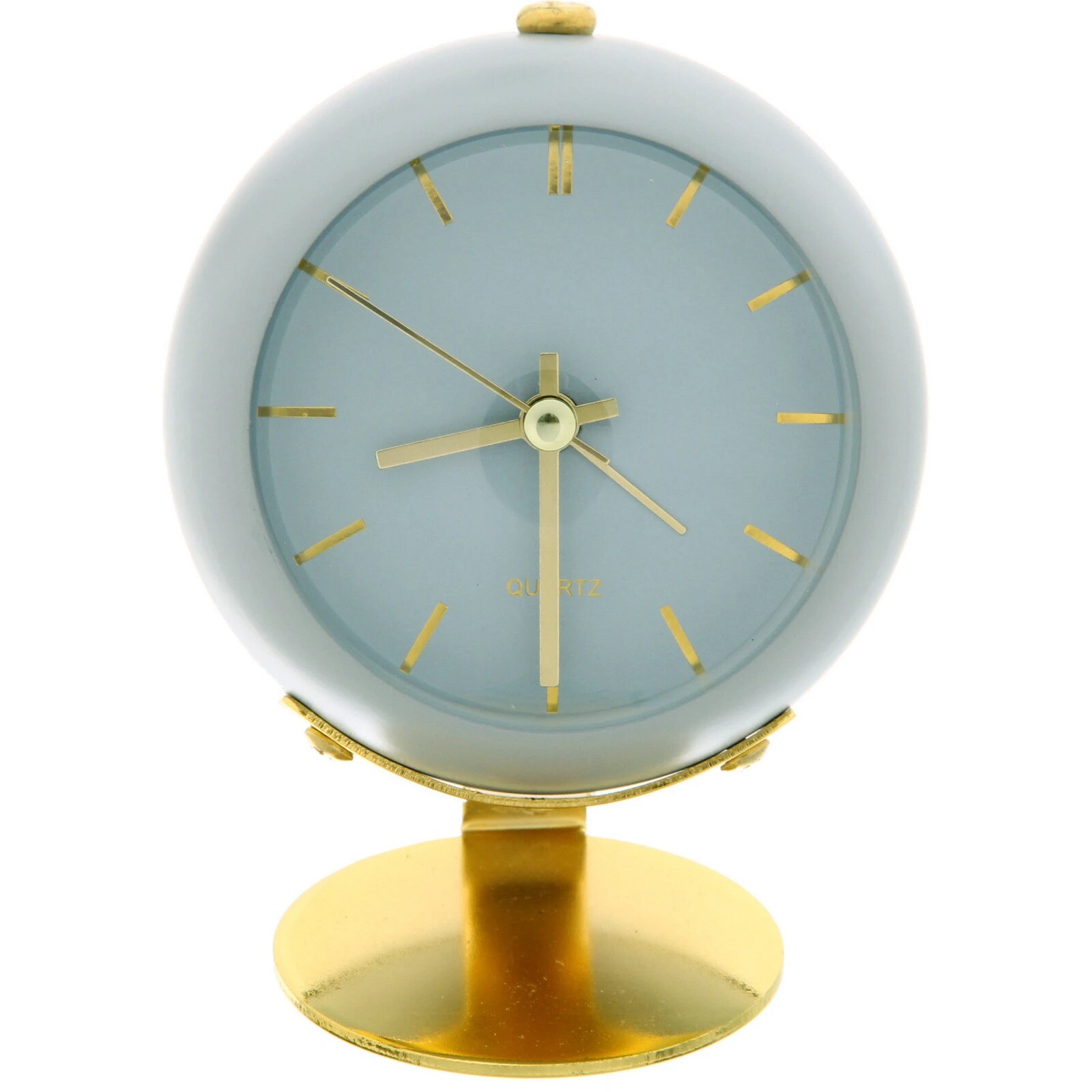 Будильник настольный «ALICE» 8,5х5 см, круглый, серо-голубой, металлическая подставка, кварцевый механизм