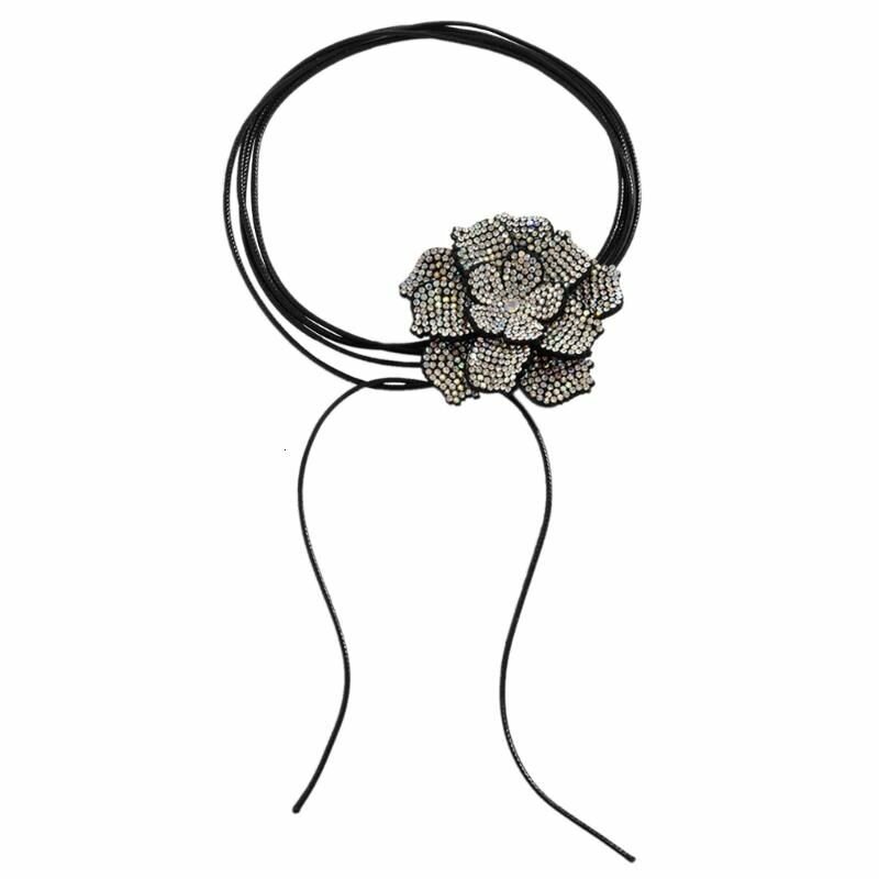 Винтажный чокер с цветочным узором и стразами на вощеной цепочке, элегантный аксессуар для женщин в стиле Y2K