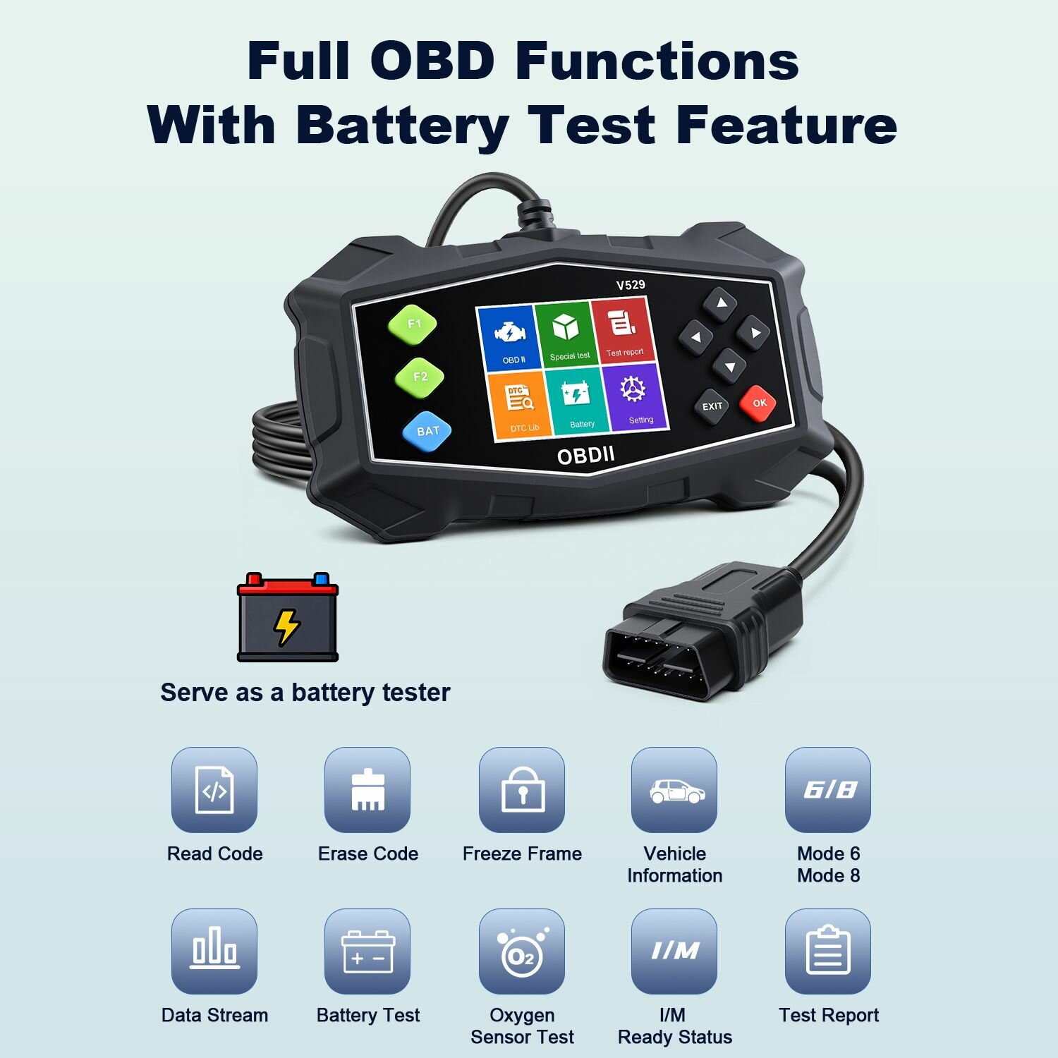 OBD2 Автомобильный диагностический инструмент V529 Черный，черный